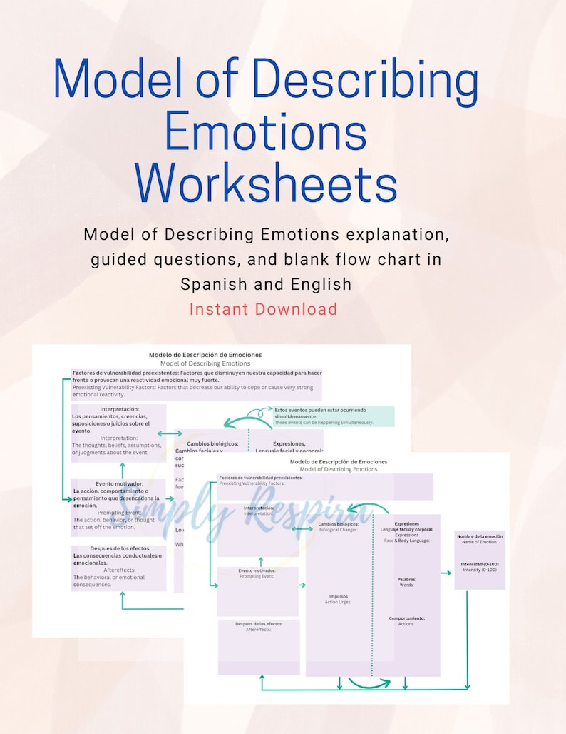 Bilingual (spanish/english) Model of Describing Emotions Printable ...