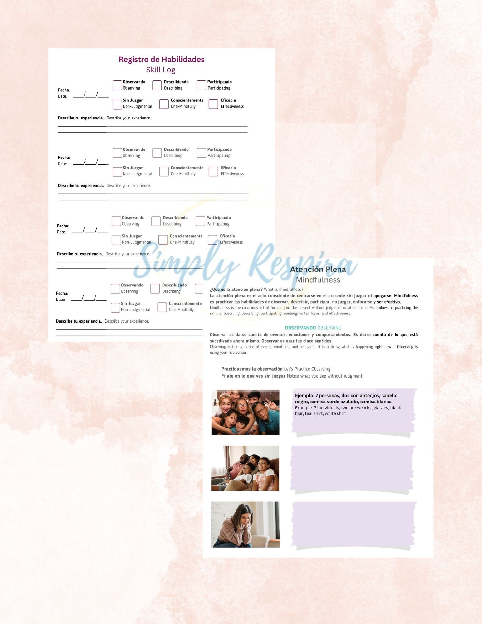 Bilingual Mindfulness Handouts and Worksheets - Etsy