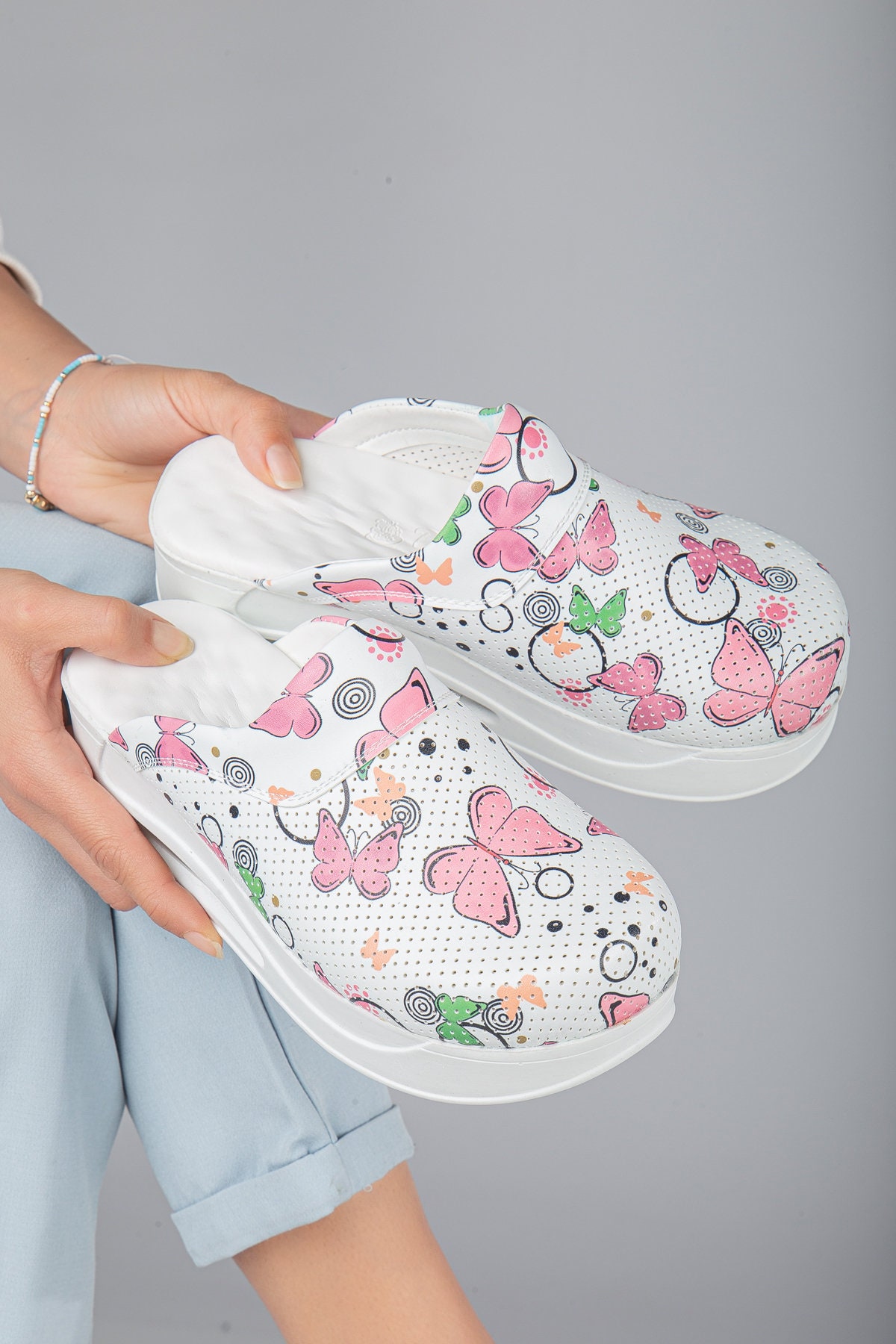 Women Orthopedic Clogs,pattern Clogs,nursing Clogs,comfy Clogs,white ...