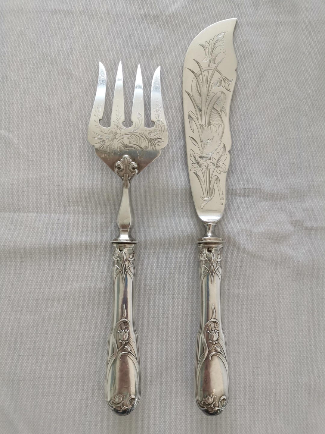 Solid Silver Art Nouveau Fish Serving Cutlery - Etsy