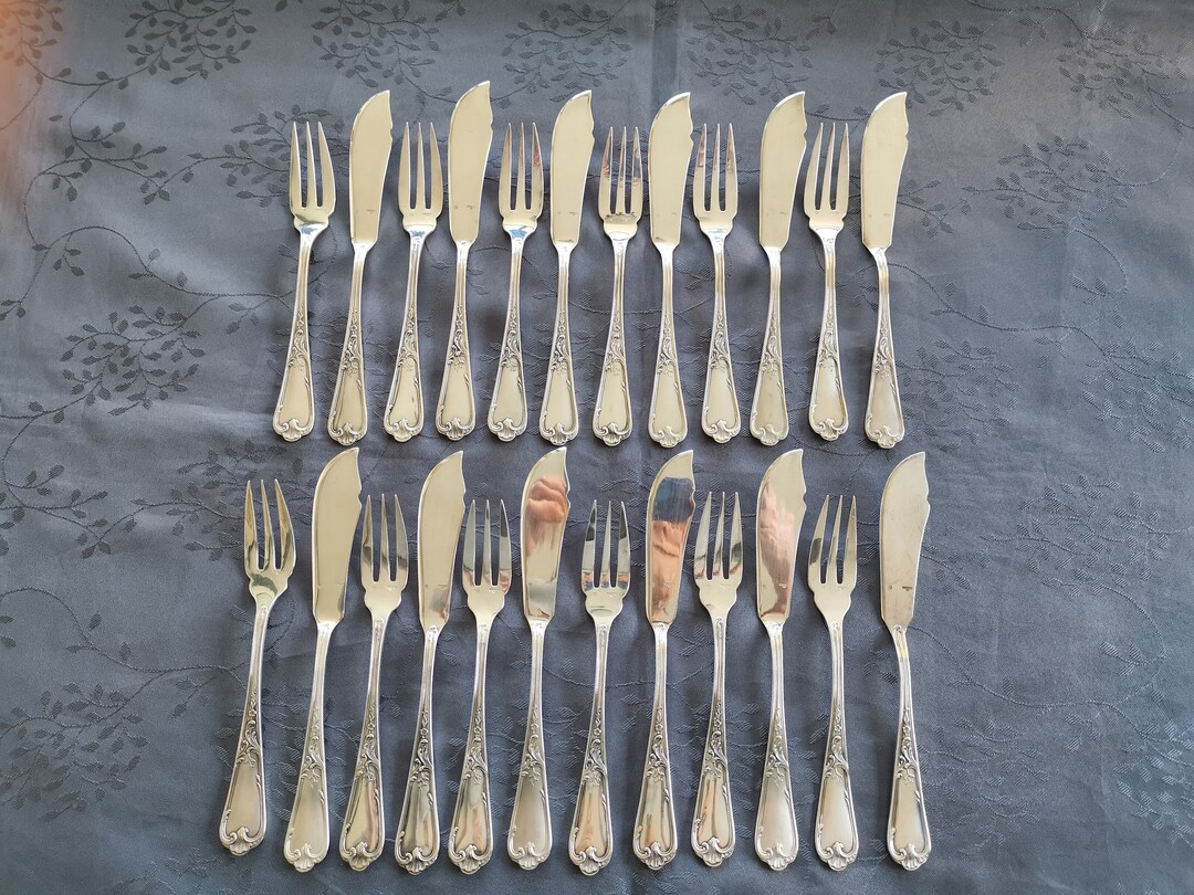 Ercuis Louis XV Du Barry 12 Silver-plated Fish Cutlery Sets - Etsy