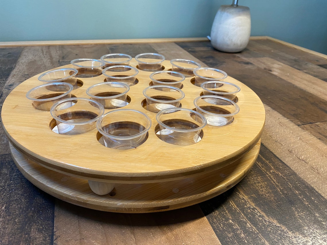 Shot Serving Tray With Spinner, Holds 16 Shots - Etsy