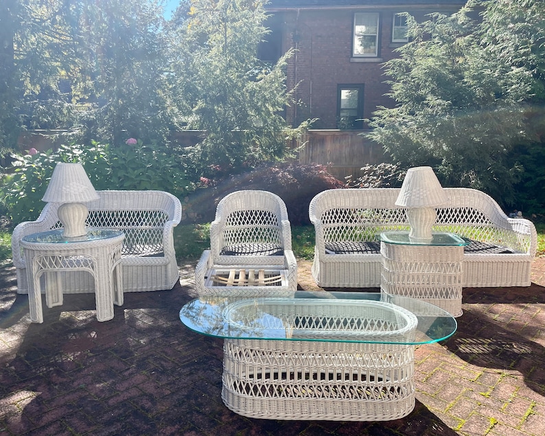 Vintage Wicker Coffee Table Henry Link Rattan White Coffee Table Rattan ...