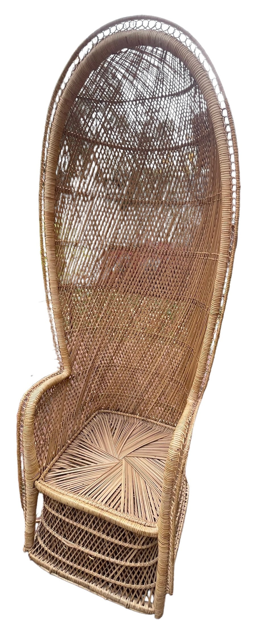 Vintage Wicker Canopy Peacock Chair/hooded Rattan Throne/tall Wingback ...