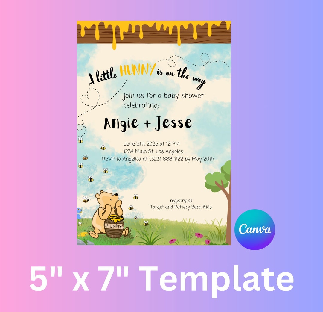 EDITABLE "winnie the Pooh" Baby Shower Invitation Template | Digital ...