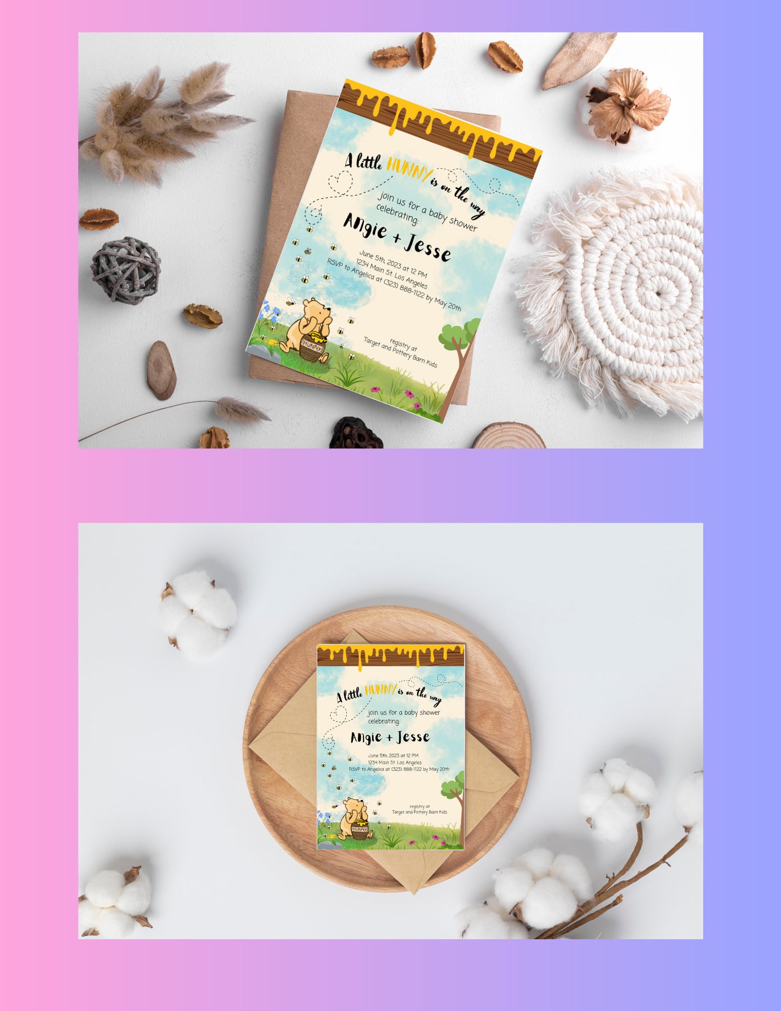 EDITABLE winnie the Pooh Baby Shower Invitation Template Digital ...