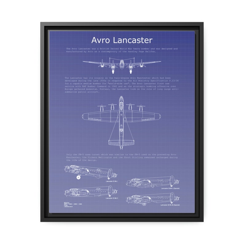 Avro Lancaster Aircraft Blueprint Style Framed Poster - Etsy