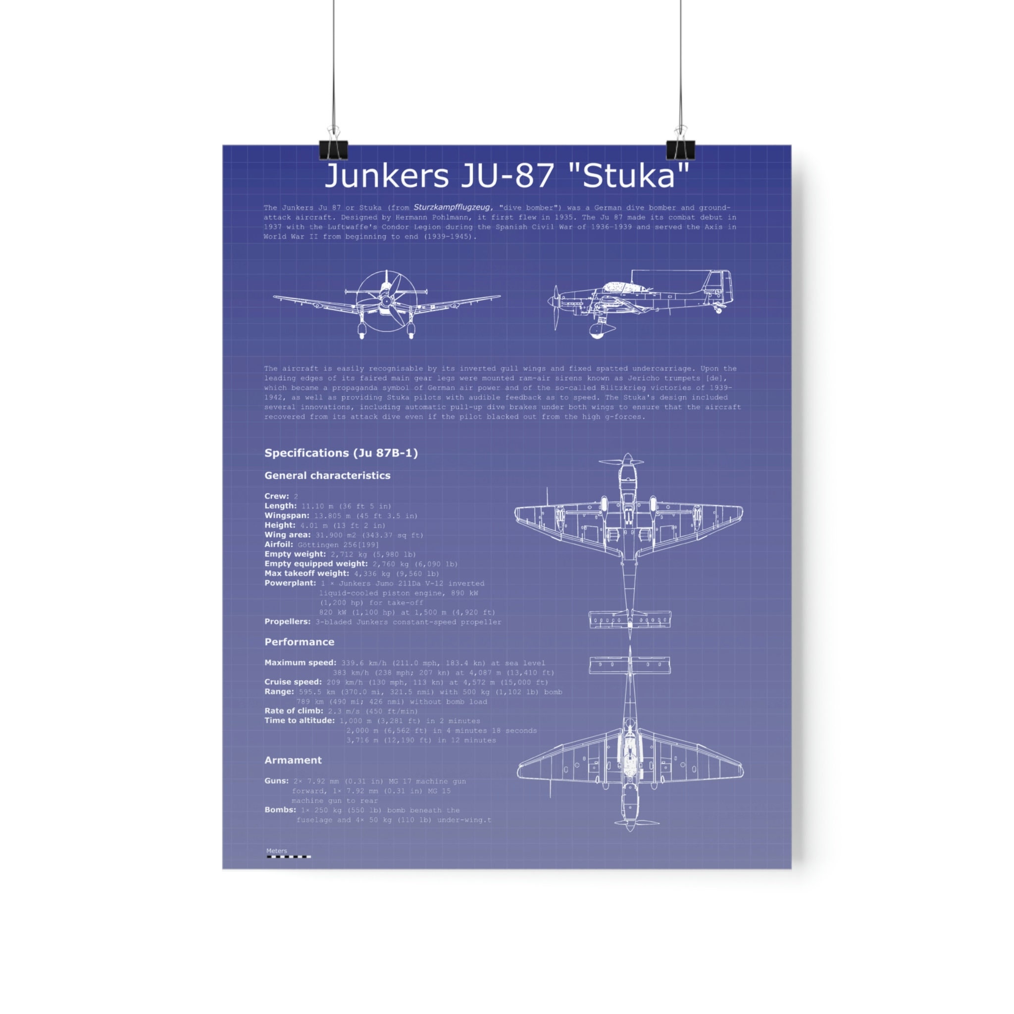 Junkers JU-87 stuka Aircraft Blueprint Style Poster - Etsy