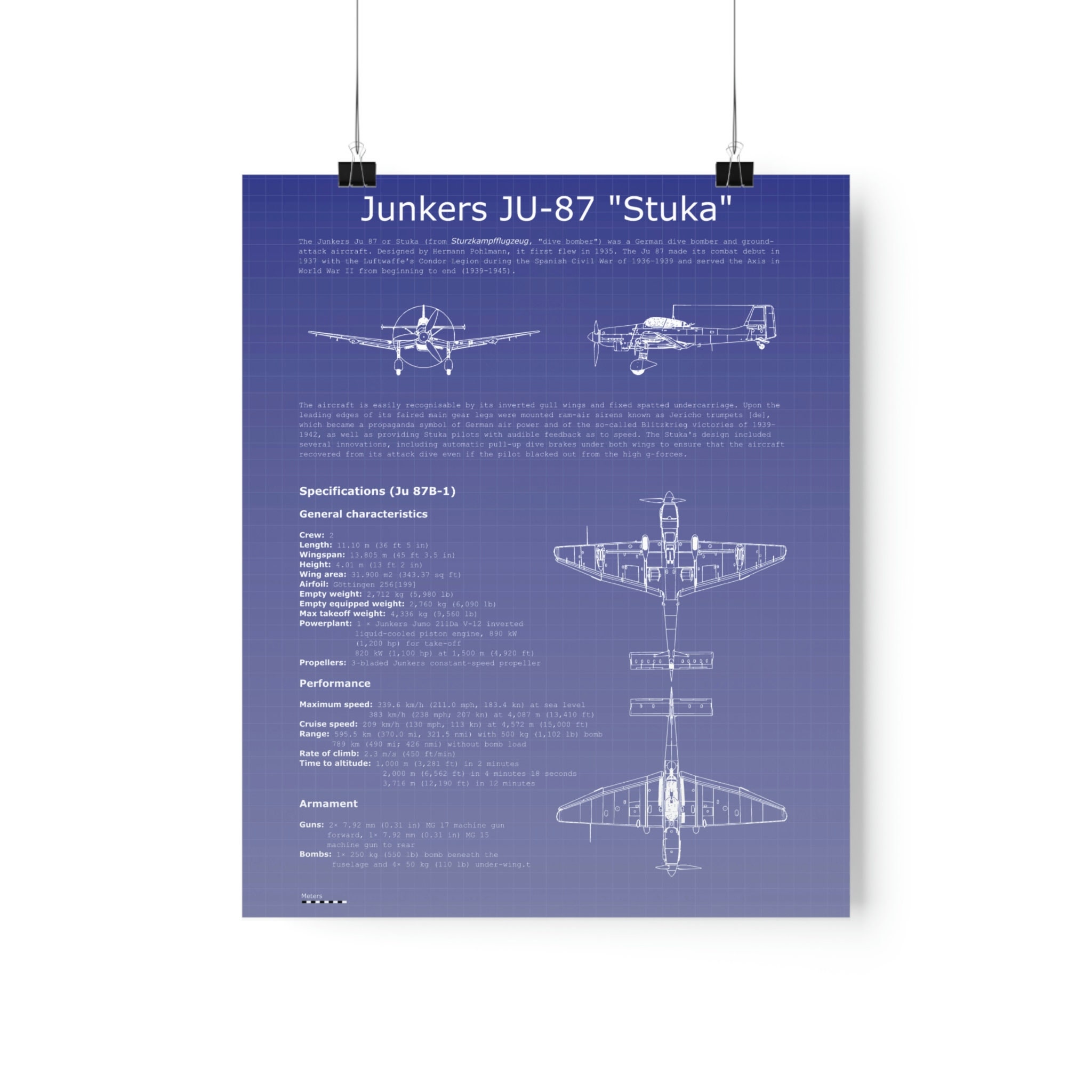 Junkers JU-87 stuka Aircraft Blueprint Style Poster - Etsy