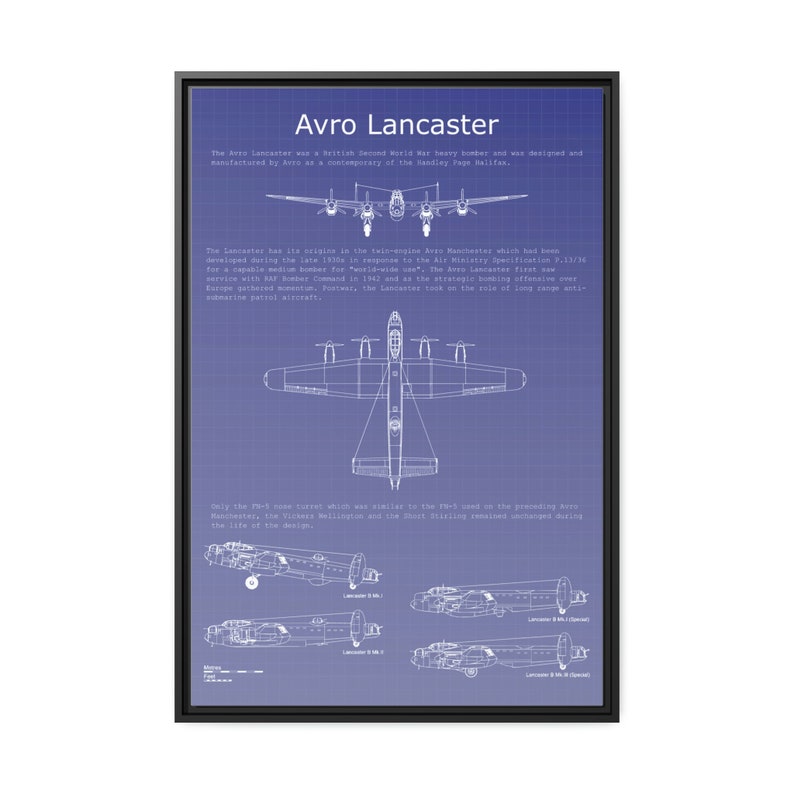 Avro Lancaster Aircraft Blueprint Style Framed Poster - Etsy