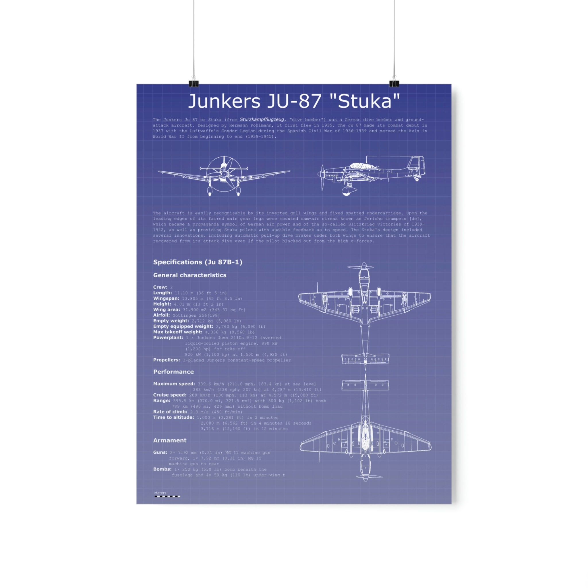Junkers JU-87 stuka Aircraft Blueprint Style Poster - Etsy