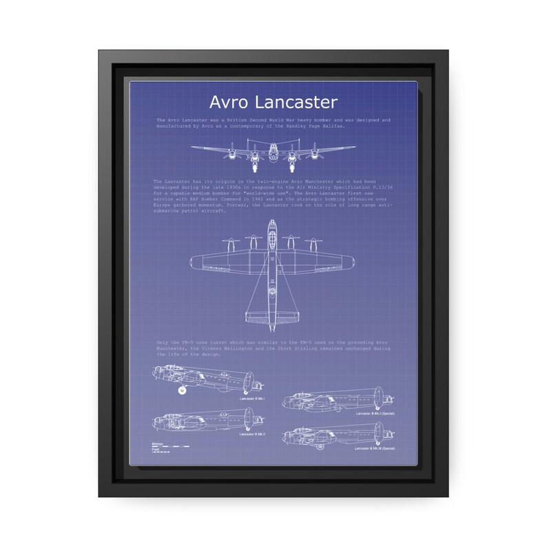 Avro Lancaster Aircraft Blueprint Style Framed Poster - Etsy