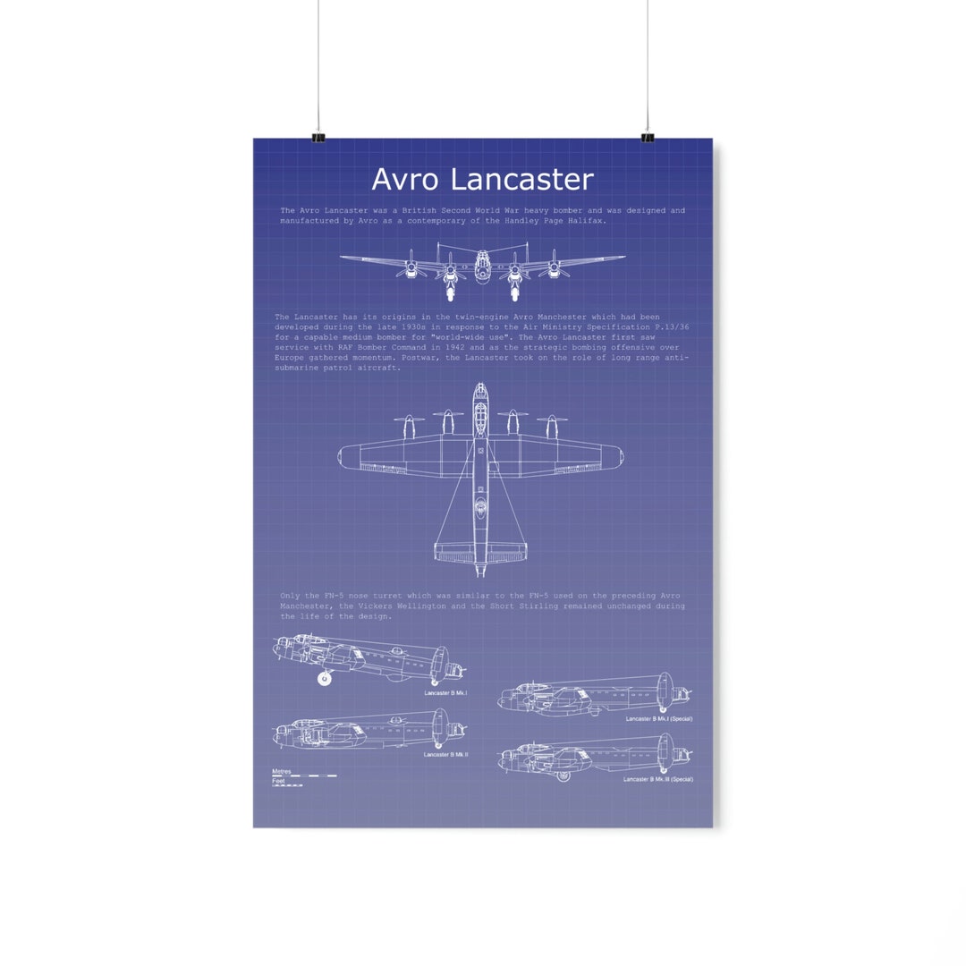Avro Lancaster Aircraft Blueprint Style Poster - Etsy