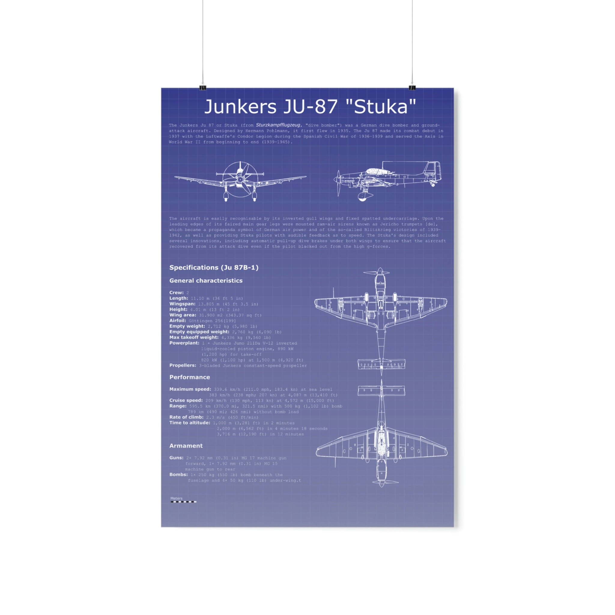 Junkers JU-87 stuka Aircraft Blueprint Style Poster - Etsy