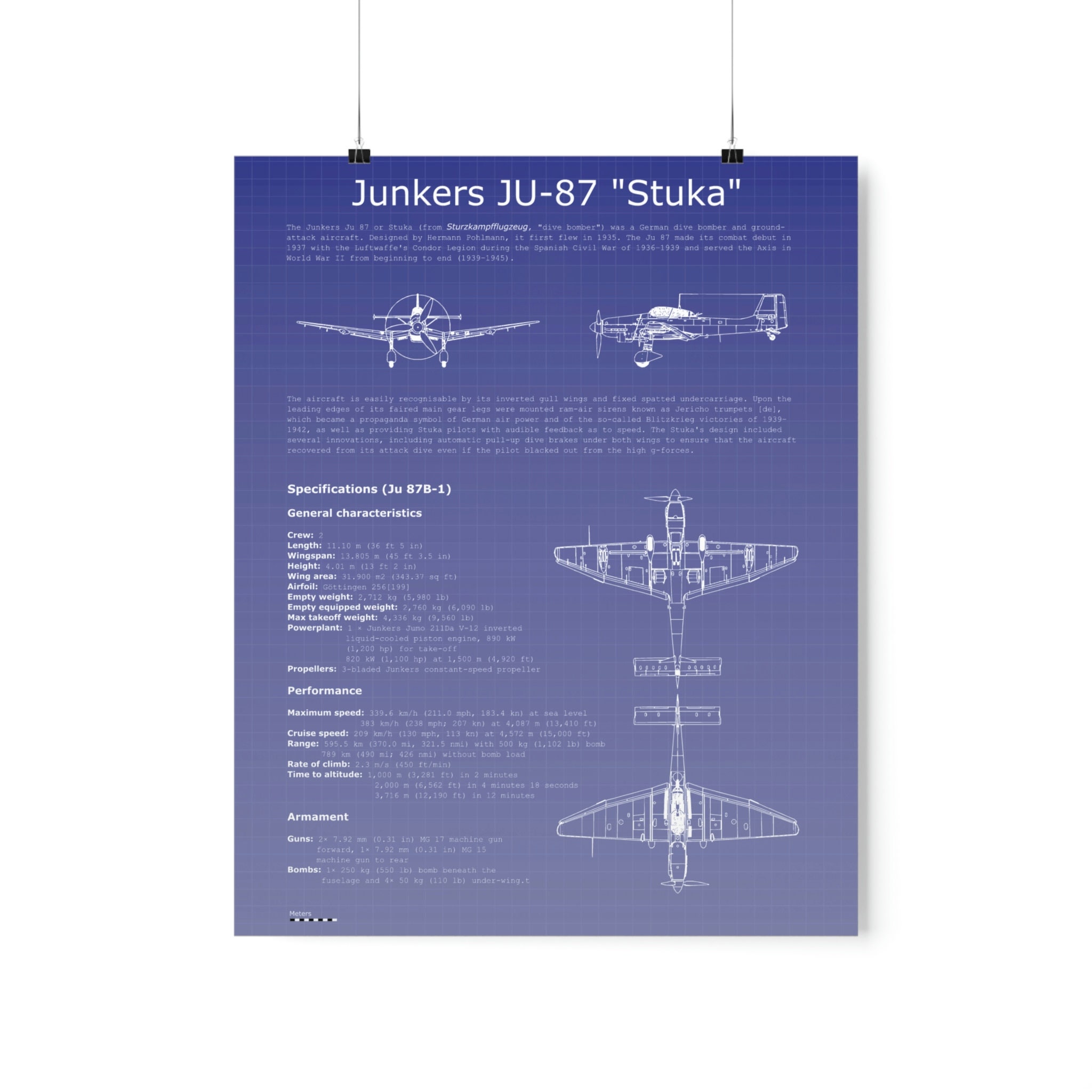Junkers JU-87 stuka Aircraft Blueprint Style Poster - Etsy