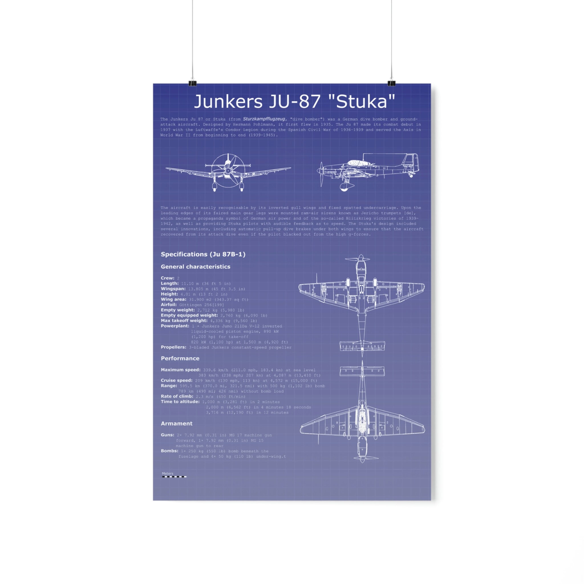 Junkers JU-87 stuka Aircraft Blueprint Style Poster - Etsy