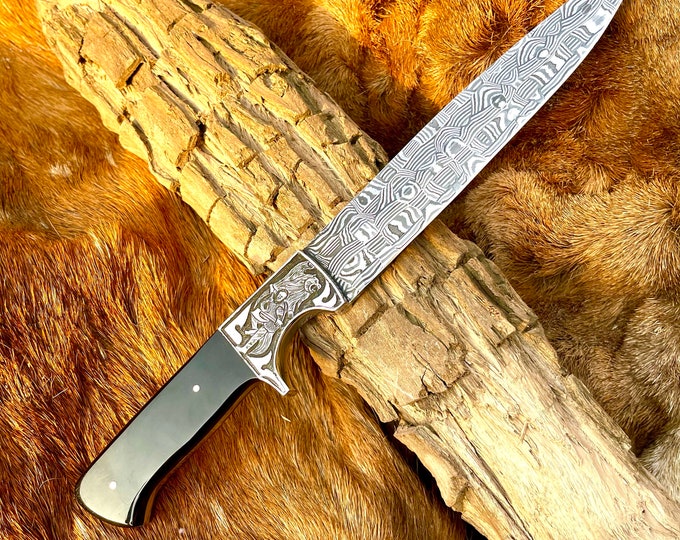 Viking Knife Athame Knife Forged in Fire Damascus Mosaic - Etsy