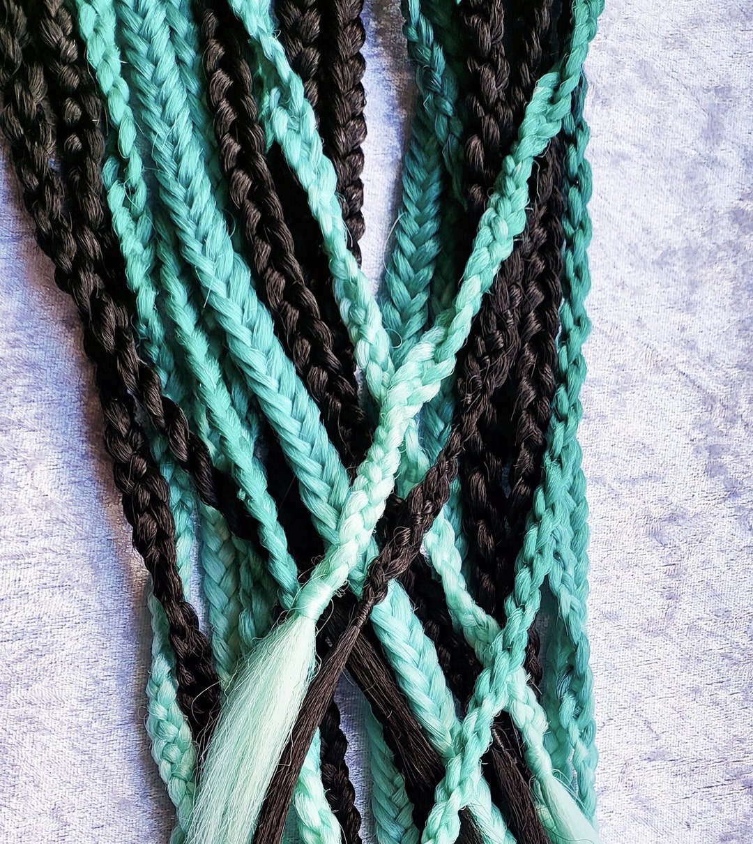 Mixture of Black and Light Mint Braids - Etsy