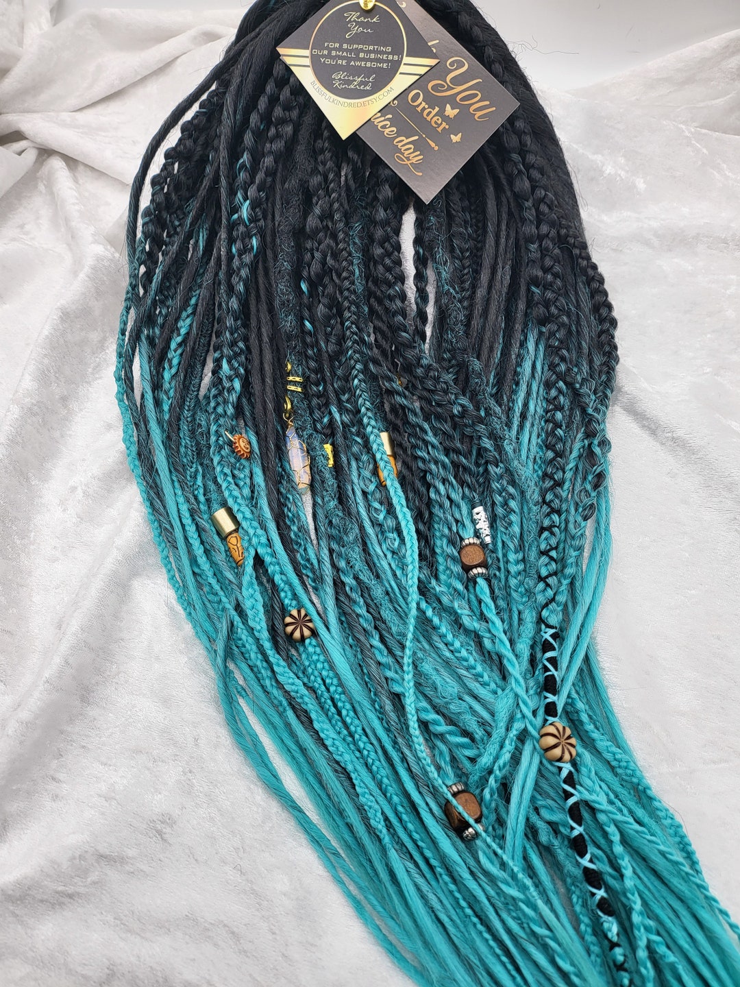 Black to Mint Green Ombre Braids and Crochet Dreads - Etsy