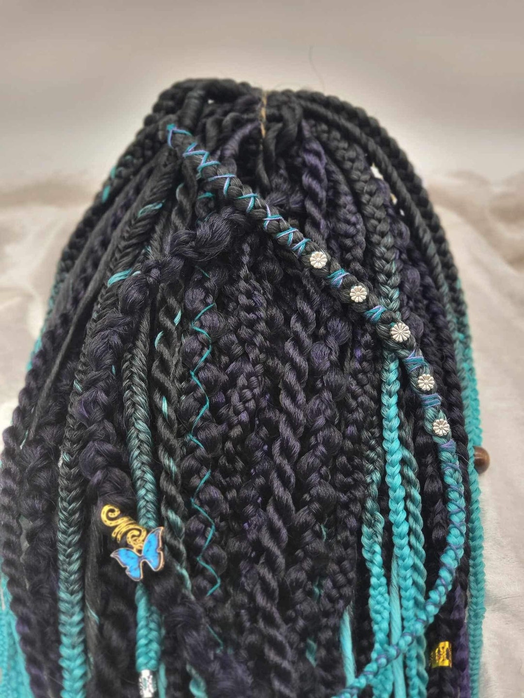 Mixture of Braids and Twisted Dreads in Purple Ombré and Mint Ombré. - Etsy