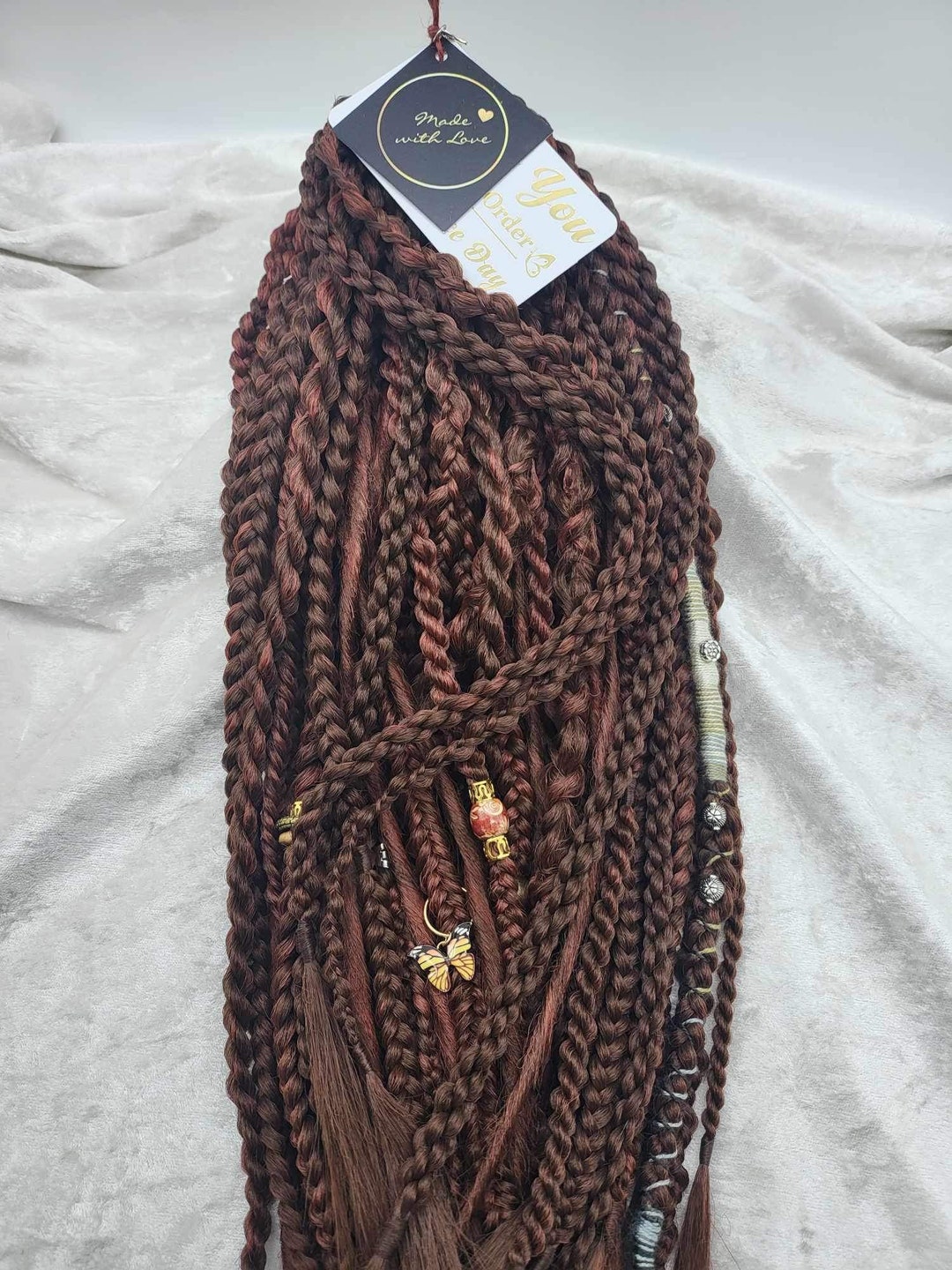 Brown & Maroon Braided Dread Extensions Set - Etsy