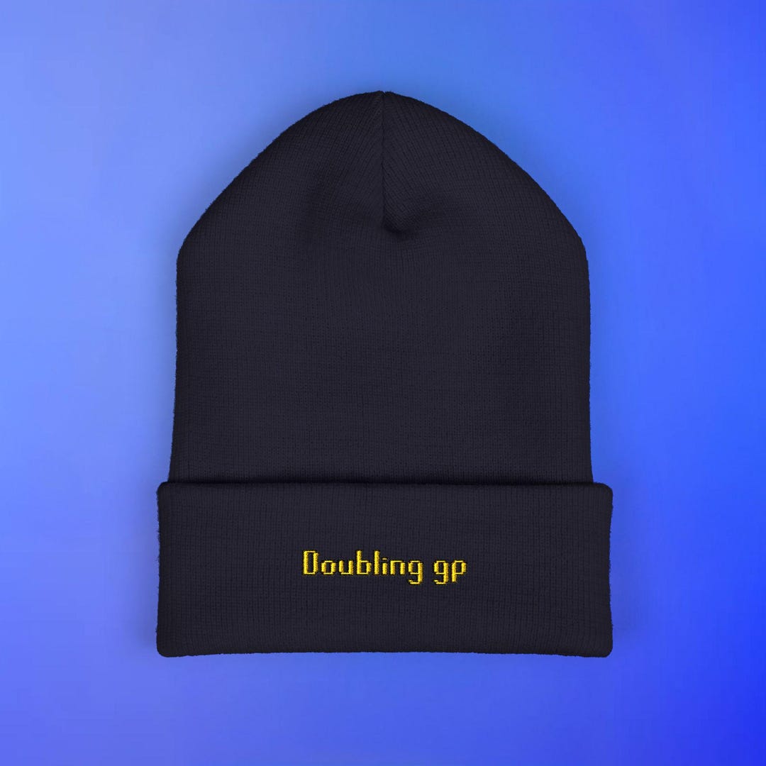 Runescape Font Embroidery ,, Doubling Gp '' Beanie Hat - OSRS Merch ...