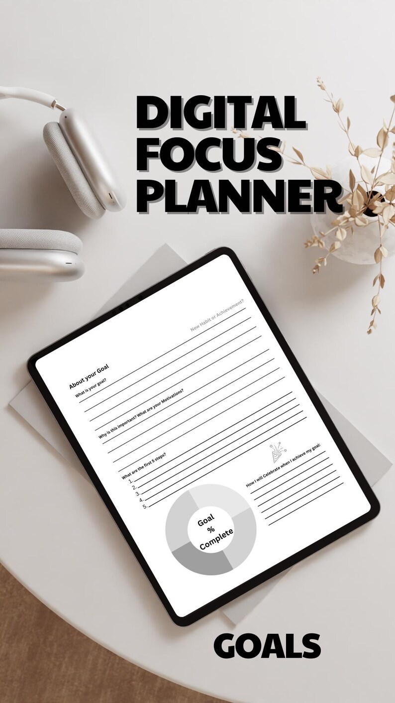 Digital Focus Planner Goals Templates || Achieve Your Goals! - Etsy