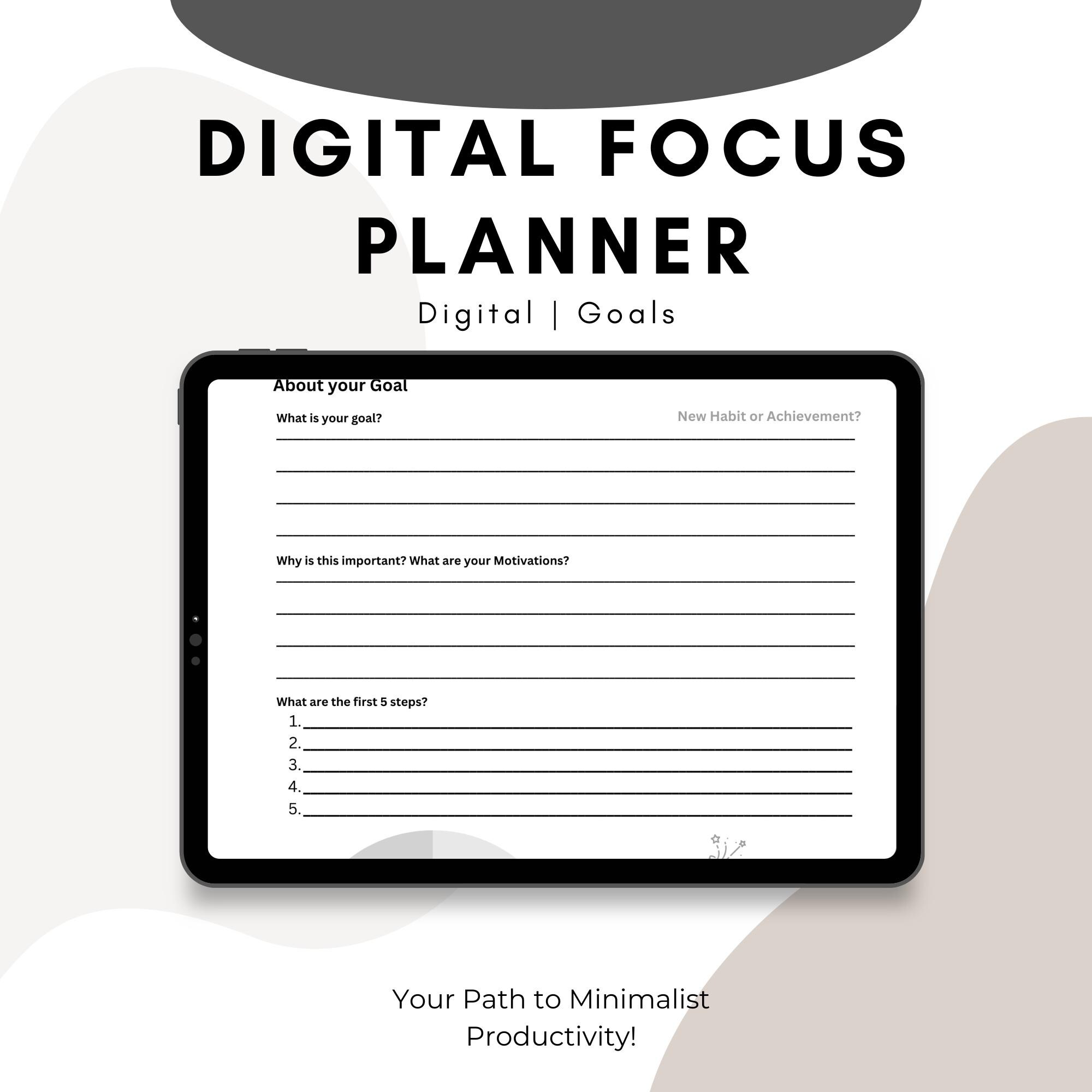 Digital Focus Planner Goals Templates || Achieve Your Goals! - Etsy