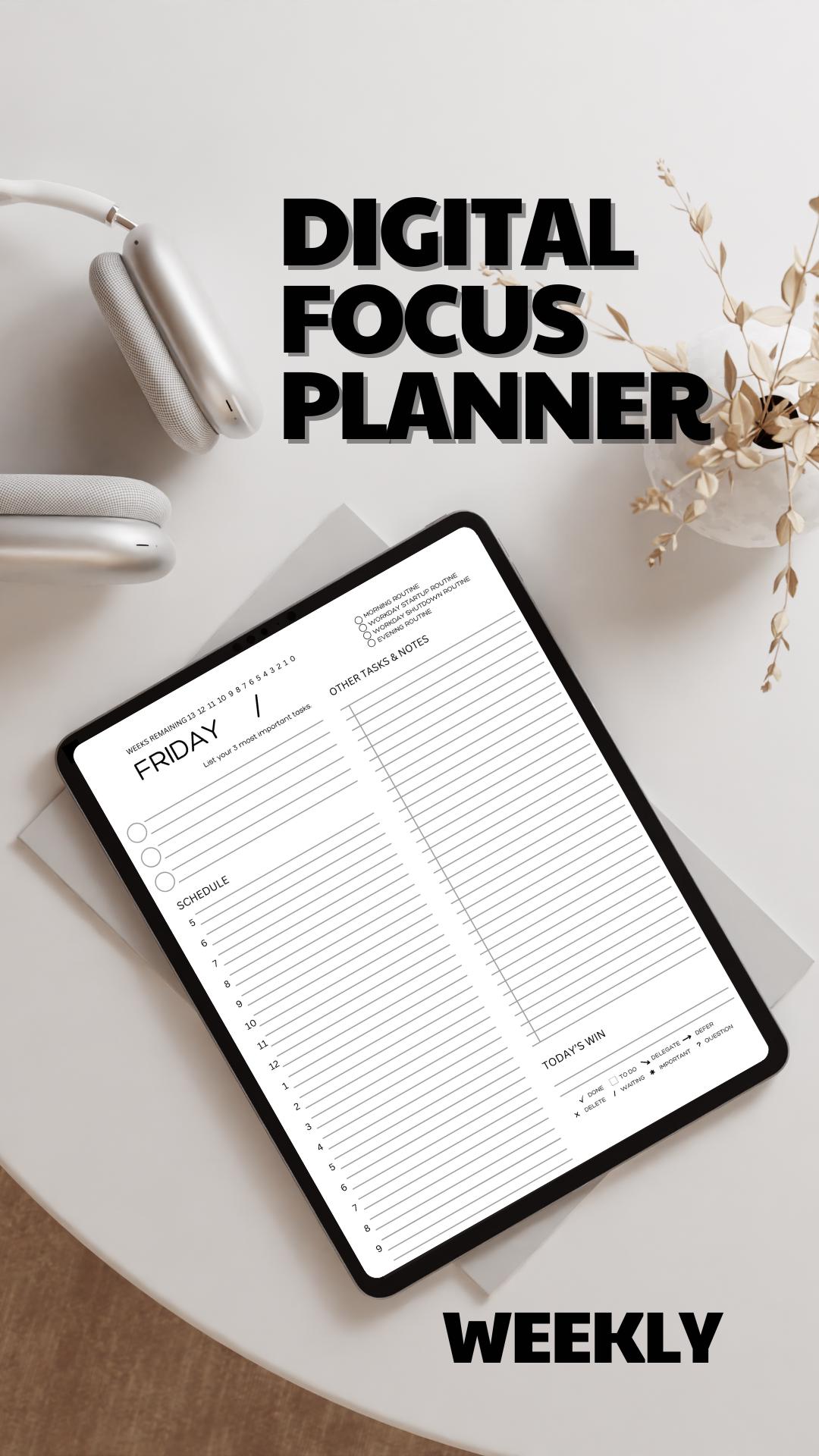 Digital Focus Planner: Weekly Template for Maximum Productivity - Etsy