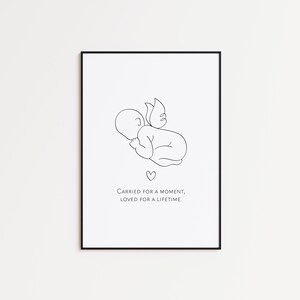 Minimalist Angel Baby Line Art Digital Print Infant Loss Miscarriage ...