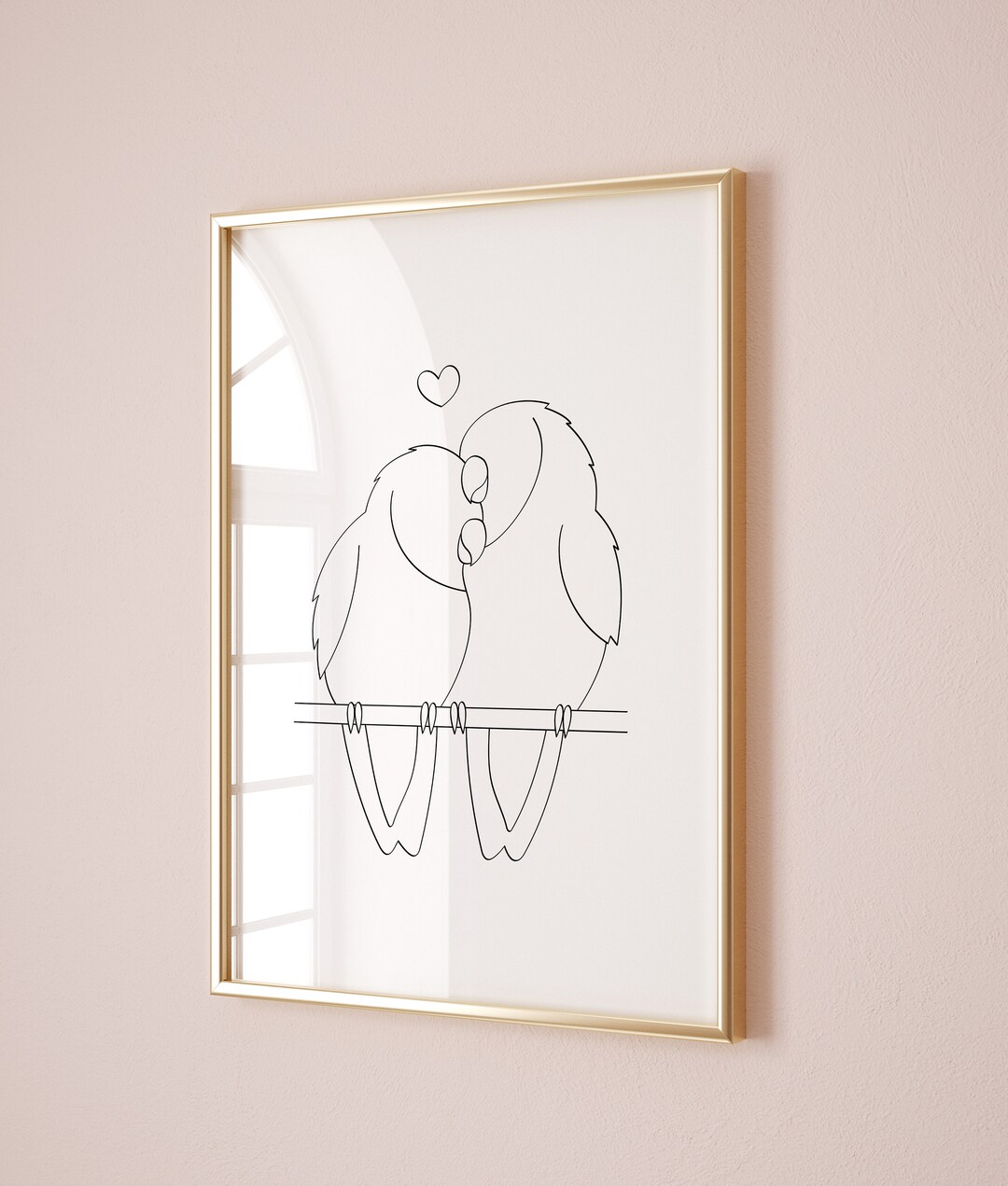 2 Love Birds Digital Portrait | Love Birds Line Art Drawing | Love ...