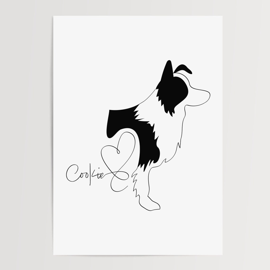 Personalised Border Collie Digital Portrait Print Minimalist - Etsy