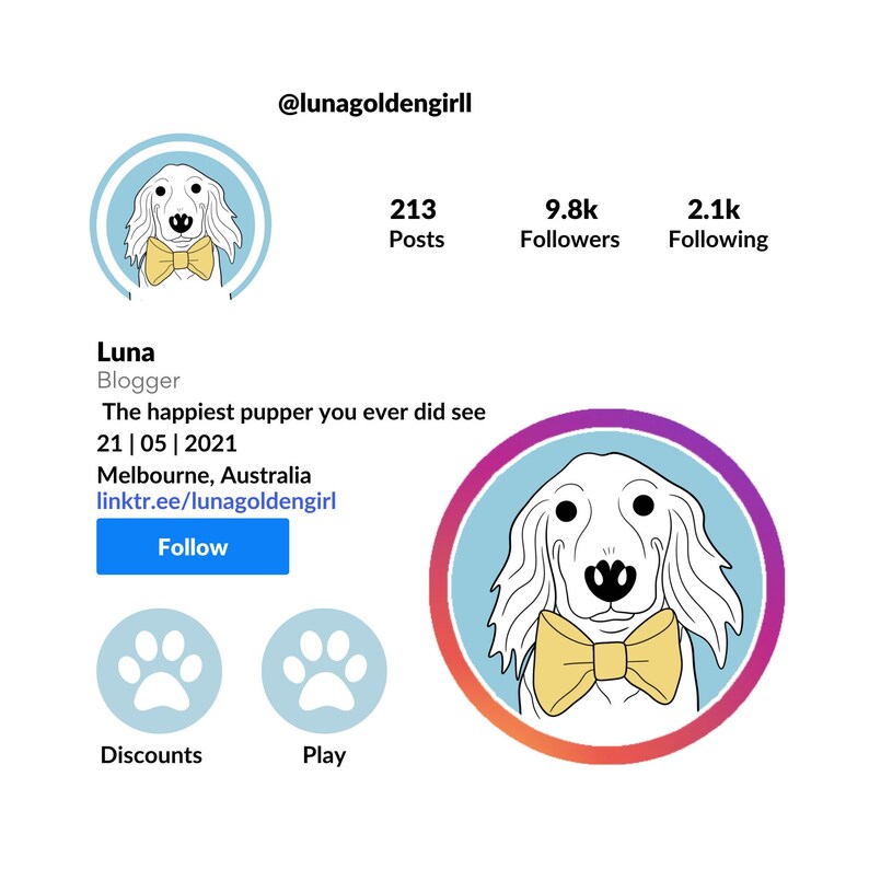 Custom Instagram Dog Profile Picture Drawing From Photo Dog - Etsy