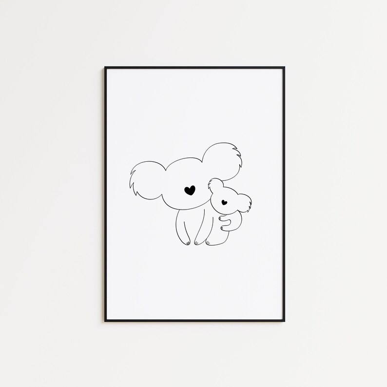 Minimalist Koala and Baby Digital Print | Koala and Wall Art | Koala ...