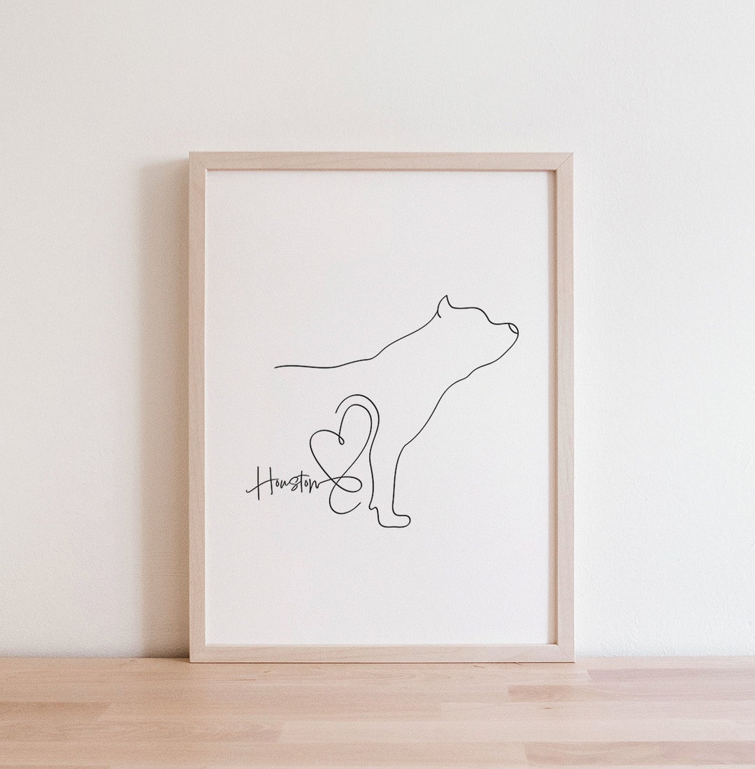 Personalised American Bully Digital Portrait | Minimalist Bully Line ...