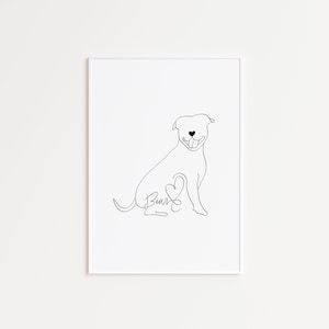 Personalised Blue Staffordshire Terrier Digital Print | Minimalist Blue ...