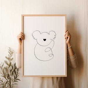 Minimalist Koala Digital Print | Koala Wall Art | Koala Line Art ...
