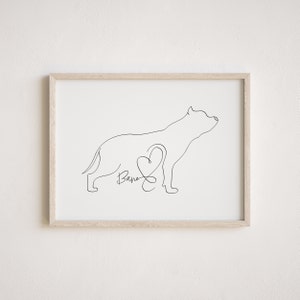 Personalised American Bully Digital Portrait Minimalist Bully Line Art ...