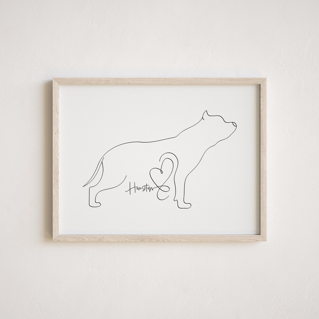 Personalised American Bully Digital Portrait | Minimalist Bully Line ...