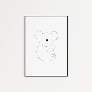 Minimalist Koala Digital Print Koala Wall Art Koala Line Art Drawing ...