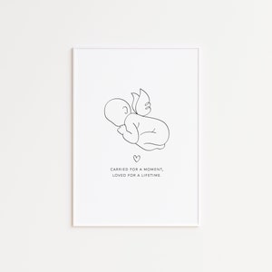 Minimalist Angel Baby Line Art Digital Print | Infant Loss Miscarriage ...