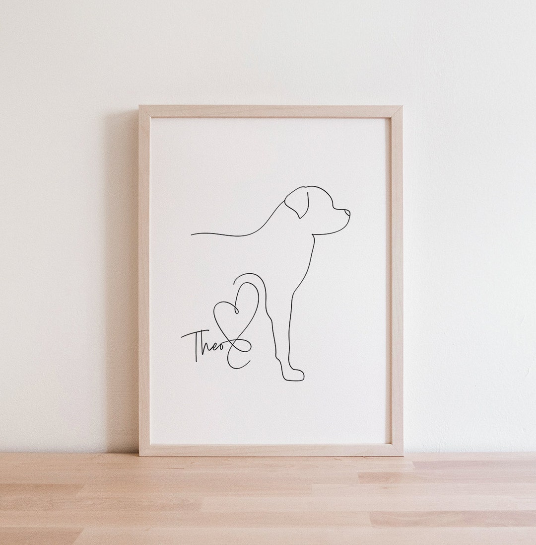 Personalised Rottweiler Digital Portrait | Minimalist Rottweiler Line ...