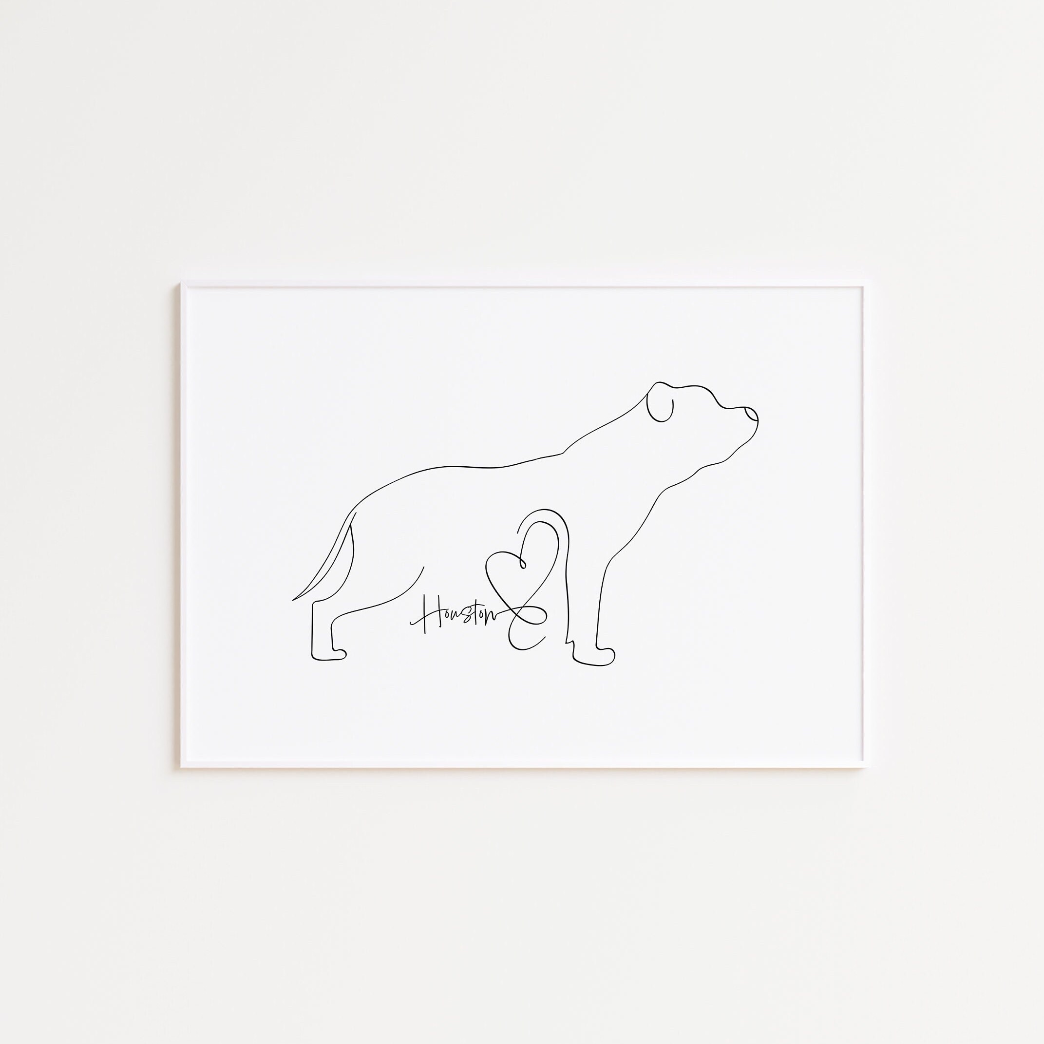Personalised American Bully Digital Portrait | Minimalist Bully Line ...