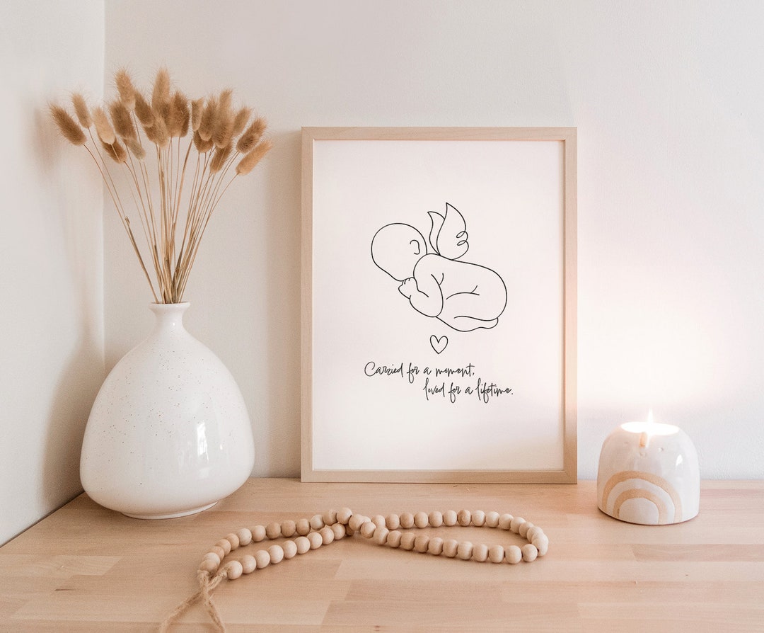 Minimalist Angel Baby Line Art Digital Print Infant Loss - Etsy