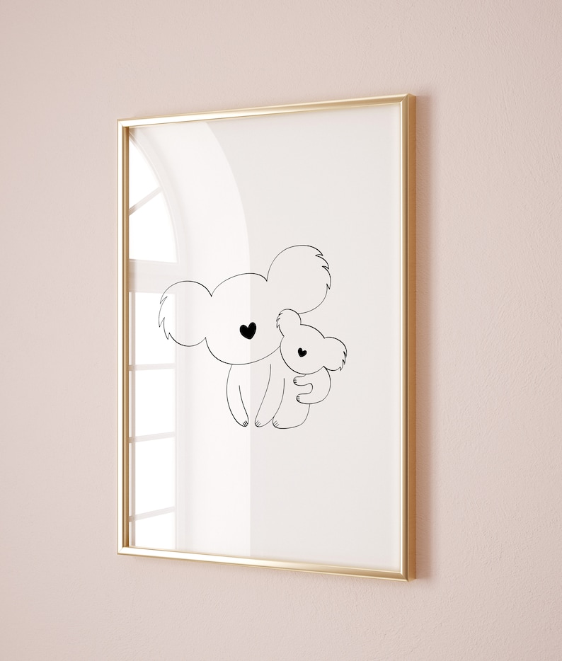 Minimalist Koala and Baby Digital Print | Koala and Wall Art | Koala ...