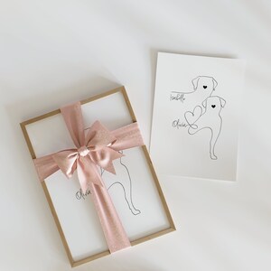 Personalised 2 Dogs Digital Portrait | 2 Dogs Together Line Art Drawing ...