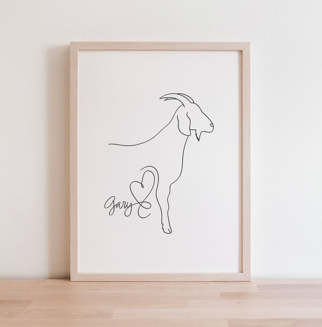 Personalised Pet Goat Digital Portrait | Minimalist Goat Line Art ...
