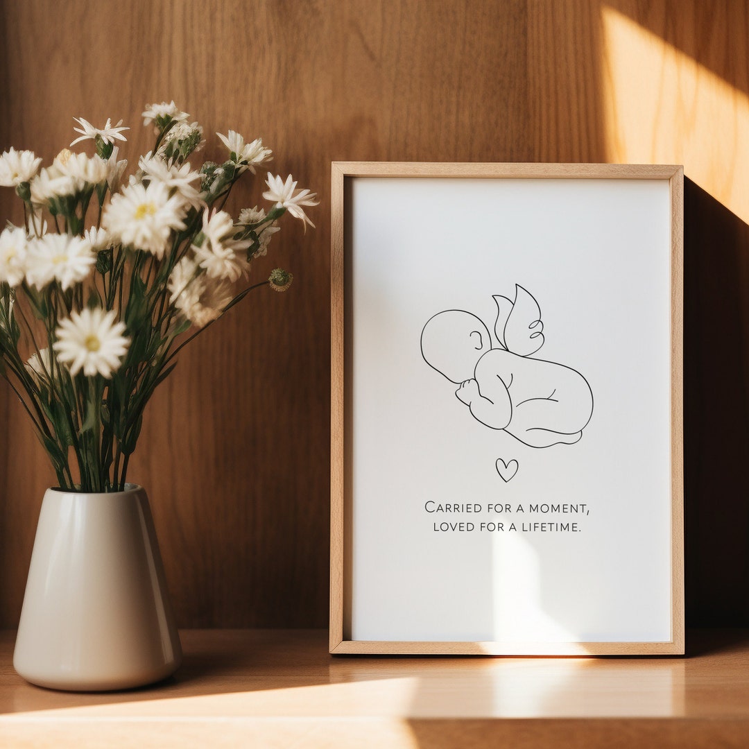 Minimalist Angel Baby Line Art Digital Print Infant Loss Miscarriage ...