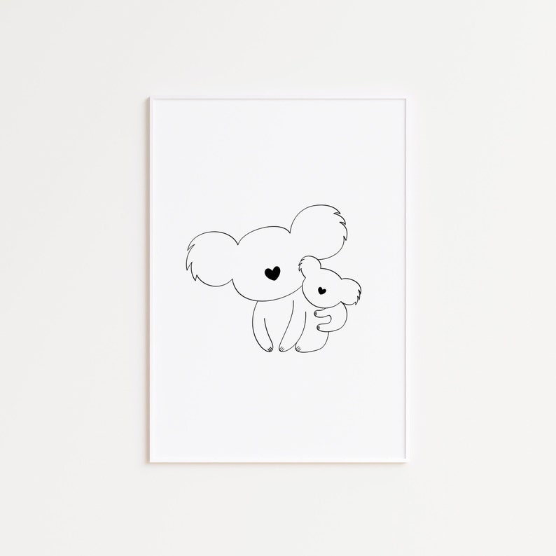 Minimalist Koala and Baby Digital Print | Koala and Wall Art | Koala ...