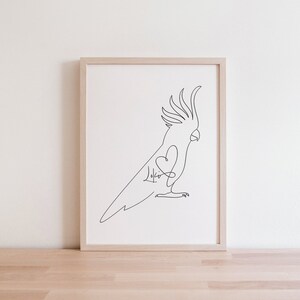 Personalised Cockatoo Bird Digital Portrait | Cockatoo Line Art Drawing ...